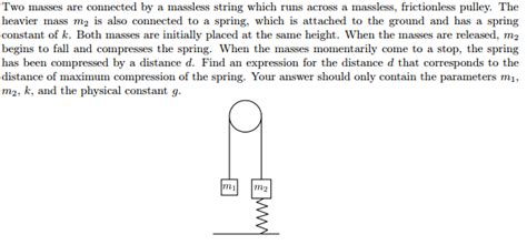 Solved Two Masses Are Connected By A Massless String Which