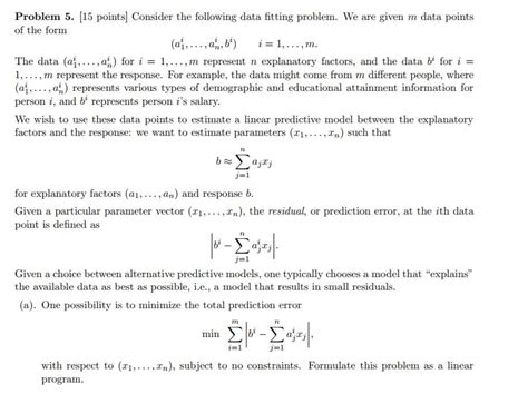 Problem 5 15 Points Consider The Following Data