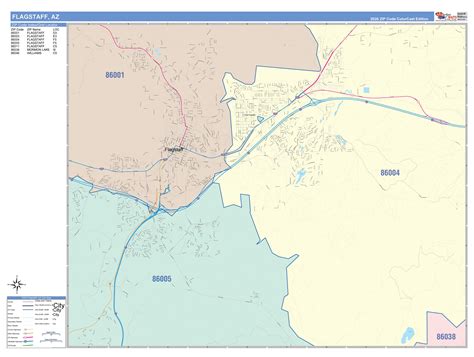 Color Cast Zip Code Style Wall Map Of Flagstaff Az American Map Store