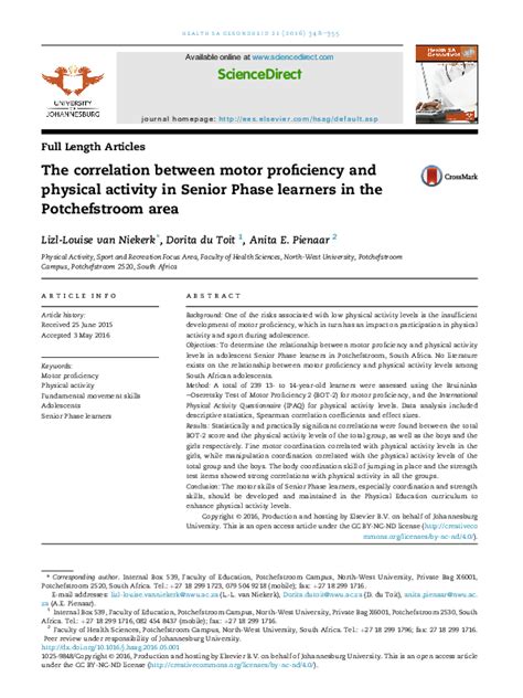 Pdf The Correlation Between Motor Proficiency And Physical Activity