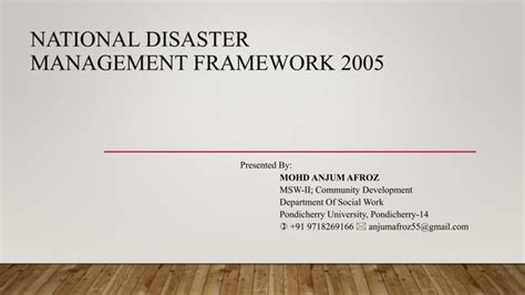 national disaster management framework 2005 pptx