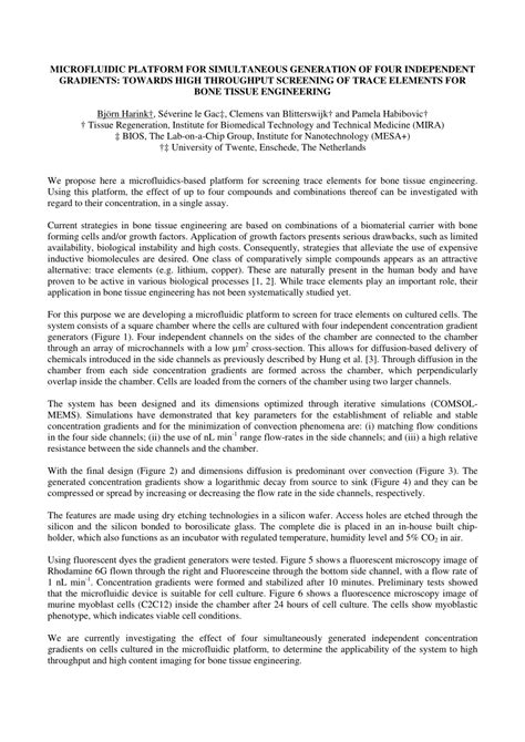 Pdf Microfluidic Platform For Simultaneous Generation Of Four Independent Gradients Towards