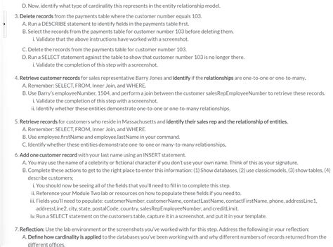 Solved D Now Identify What Type Of Cardinality This Chegg Com