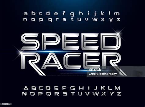 기술 알파벳은 금속과 효과 디자인 로고 포스터 초대장 독점적인 편지 인쇄 술 일반 글꼴 디지털 고 스포츠 개념 벡터 일러스트 레이 터 컴퓨터 글자에 대한 스톡 벡터 아트 및