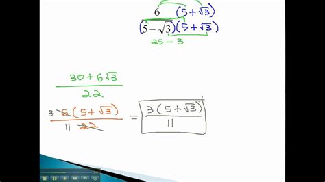 Rationalize Denominators Binomial Denoimators Youtube