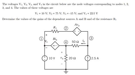 solved the voltages v1 v2 v3 ﻿and v4 ﻿in the circuit below