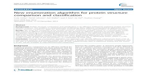 Pdf New Enumeration Algorithm For Protein Structure Comparison And