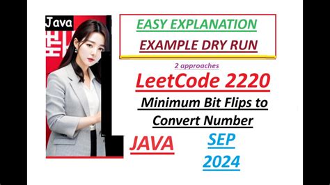 minimum bit flips to convert number leetcode 2220 java code developer coder youtube