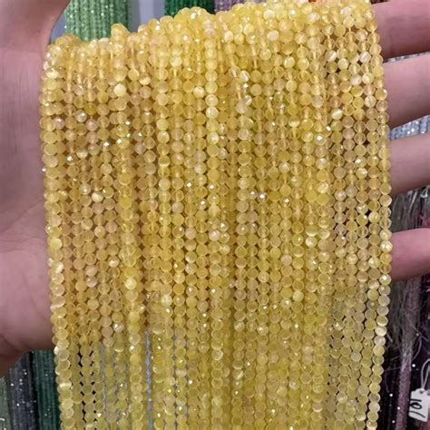 Бусины из натурального камня яркие граненые желтые бусины «кошачий глаз маленькие граненые
