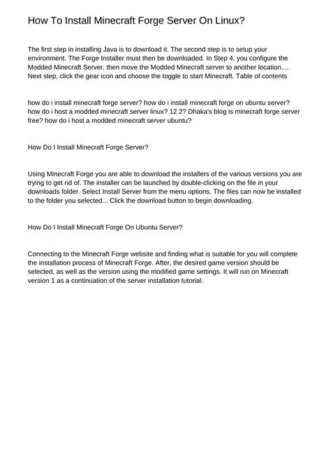 How To Install Minecraft Forge Server On Linuxaiklm Pdf Pdf DocDroid