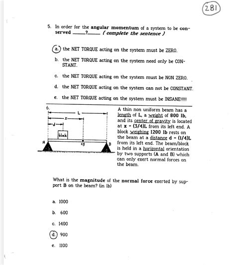 Solved In Order For The Angular Momentum Of A System To Be Chegg