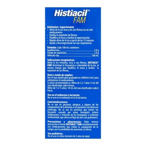 Comprar Histiacil Fam Guaifenesina Oxolamina 2 1 Gr Jarabe Infantil