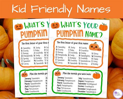 Whats Your Pumpkin Name Game Fall Activity Printable Etsy