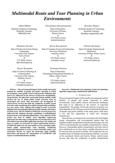 pdf multimodal route and tour planning in urban environments