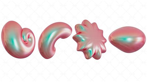4 Metallic Pink Objects Graphics Motion Array