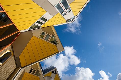 Cube Houses Vibrant Yellow Unique Cube … License Image 14305325
