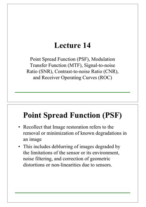 lecture 14 point spread function psf