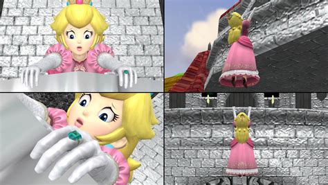 Princess Peach Hanging On Balcony Of The Castle By Hang In Peril On