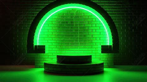 네온 녹색 추상 벽돌 벽 또는 포털 사진 기하학적 배경 3d 제품 디스플레이 연단 연단 배경 사진 벽 배경 색상 배경 이미지 Hd 연단 사진 벽 색상 배경