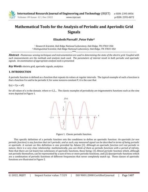 Mathematical Tools For The Analysis Of Periodic And Aperiodic Grid Signals Pdf Chemistry