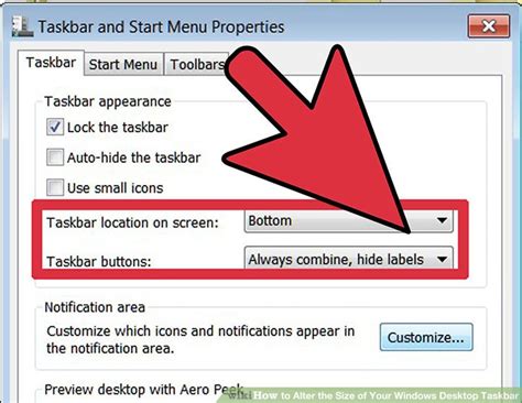 How To Alter The Size Of Your Windows Desktop Taskbar 8 Steps