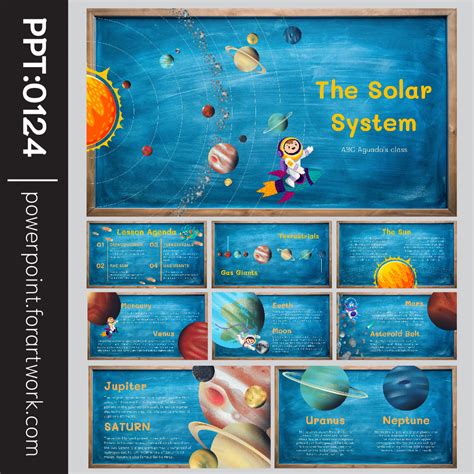 เทมเพลต Powerpoint วิทยาศาสตร์ สื่อการสอนการ์ตูนน่ารัก สีน้ำเงิน สไตล์มินิมอล 0124 เทมเพลต