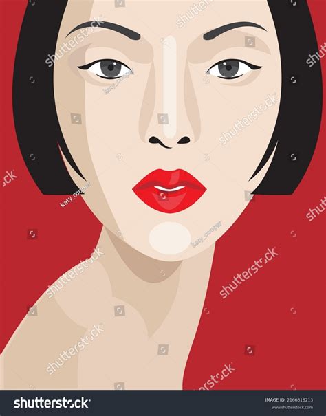 Beautiful Asian Woman Portrait Young Woman Stock Vector Royalty Free