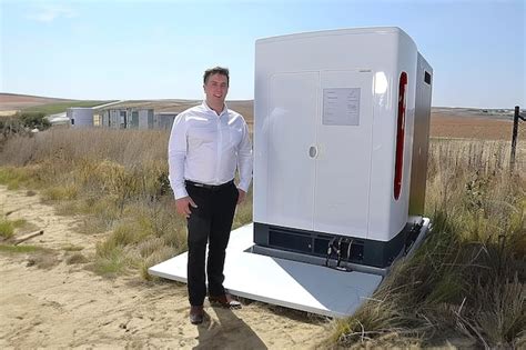 Premium Photo Workers Inspect Massive Battery Arrays Storing Surplus Renewable Energy And