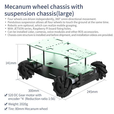 yahboom aluminum alloy robot car chassis with mecanum wheel