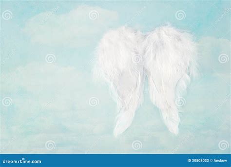 White Angel Wings On Blue Sky Background Stock Image Image Of Faith