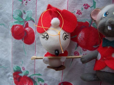 Mice Flocked Mice Ornaments Etsy