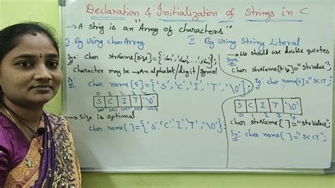 C Language ||Strings in C ||Part-2:Declaration and Initialization of Strings ||Telugu Scit ...