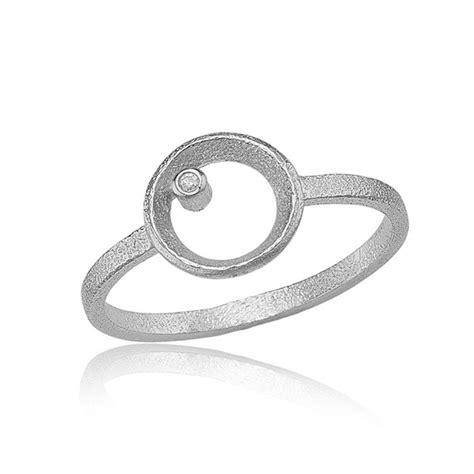 130139r Flot Ring Med Mat Overflade Og Zirkon Fra Blicher Fuglsang