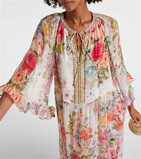 멀티컬러 Sew Yesterday 실크 맥시 드레스 Camilla Mytheresa