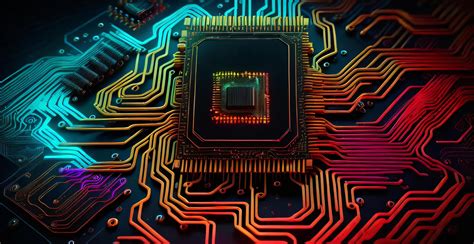 Abstract Technology Circuit Design CPU Motherboard Of A Computer Board And Processor Created