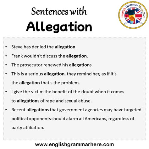 Sentences With Allegation Allegation In A Sentence In English Sentences For Allegation