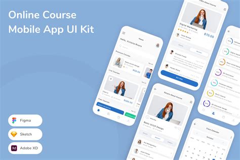 Online Course Mobile App Ui Kit Ui Kits And Libraries ~ Creative Market