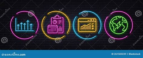 Growth Chart Report And Web Traffic Minimal Line Icons For Web