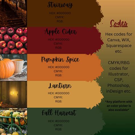 Fall Color Palette Color Palette With Hexcmykrgb Codes Color