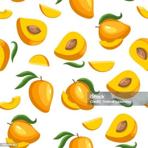 망고 패턴 이국적인 녹색 열대 잘 익은 과일 원활한 벽지 디자인 이국적인 식물 잎 배경 반복 가능한 인쇄 이국적인 음식과 과일 열대와 신선한 그림의 벡터 질감 0명에 대한