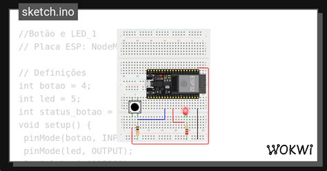 Botão e LED liga desliga Wokwi ESP STM Arduino Simulator