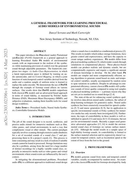 Pdf A General Framework For Learning Procedural Audio Models Of