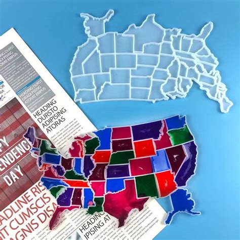 Usa 50 States Map Puzzle Resin Silicone Mold