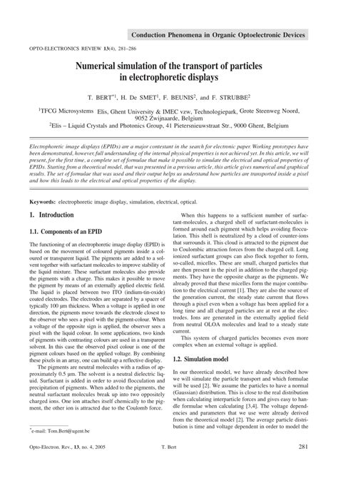 Pdf Numerical Simulation Of The Transport Of Particles In