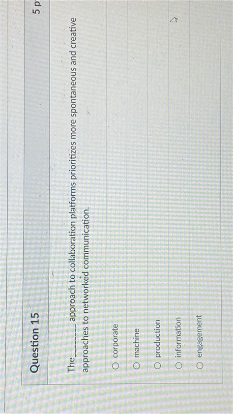 Solved Question 15the Approach To Collaboration Platforms