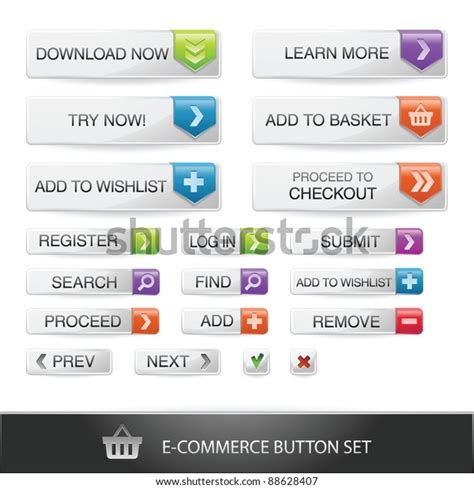 Ecommerce Web Button Set Transparent Shadows Stock Vector Royalty Free Shutterstock