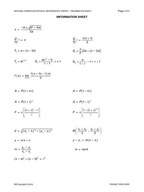 Maths Formula Sheet Pdf Mathematics