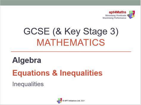 Apt4maths Inequalities Powerpoint For Gcse Maths Lesson 12 Of 14 On Equations And Inequalities