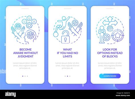 Break Mindset Limitations Blue Gradient Onboarding Mobile App Screen Stock Vector Image And Art