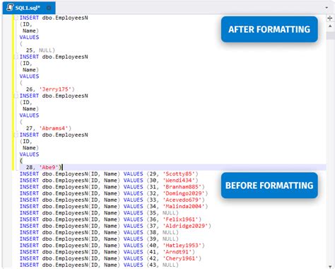 Work With Sql Formatting